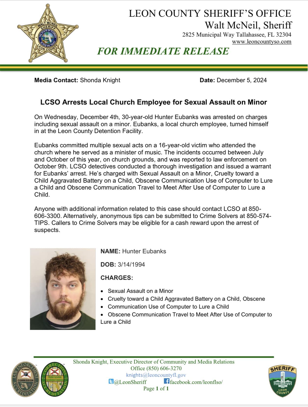 Leon County Sheriff's Office > Media > Press releases