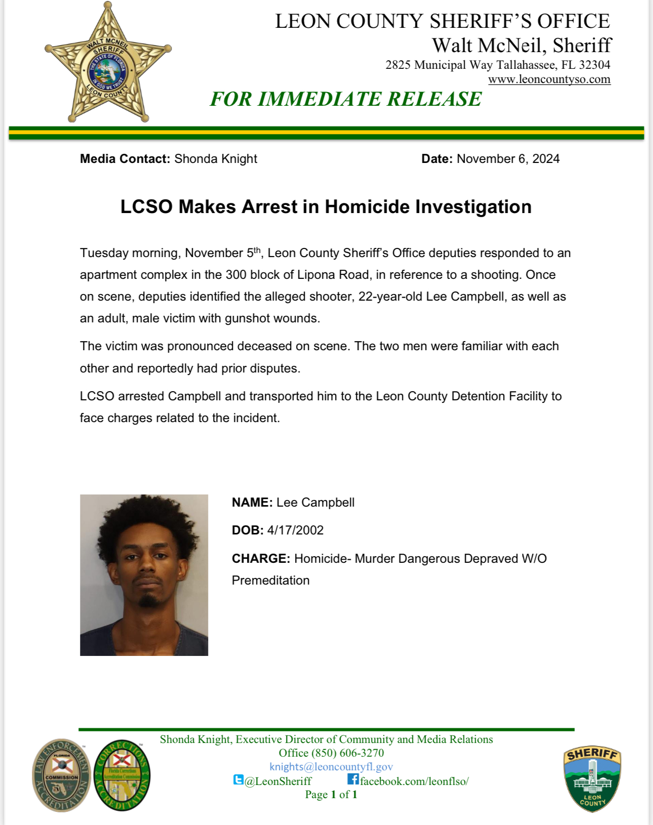Leon County Sheriff's Office > Media > Press releases
